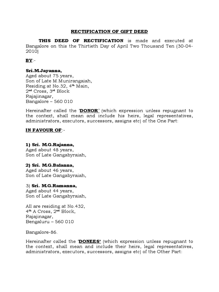 RECTIFICATION DEED - Jayanna | Download Free PDF | Civil Law (Legal ...