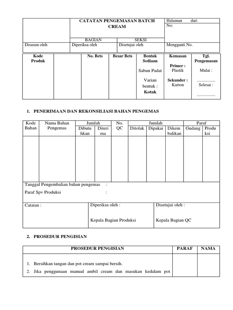 Catatan Pengemasan Krim Kosmetik | PDF