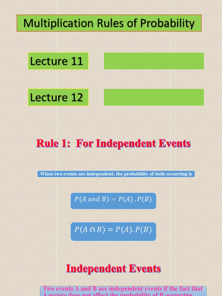 Multiplication Rule of Probability | PDF | Probability | Probability ...