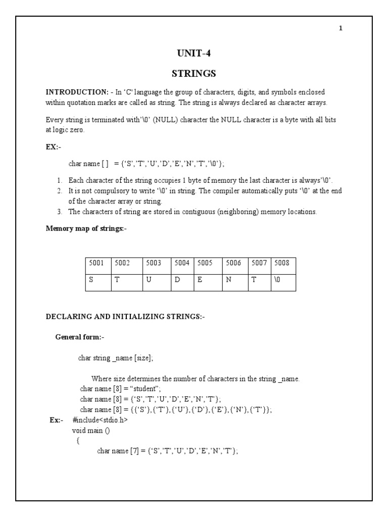 Vignan CP UNIT-4 Strings | PDF | Parameter (Computer Programming) | String (Computer Science)
