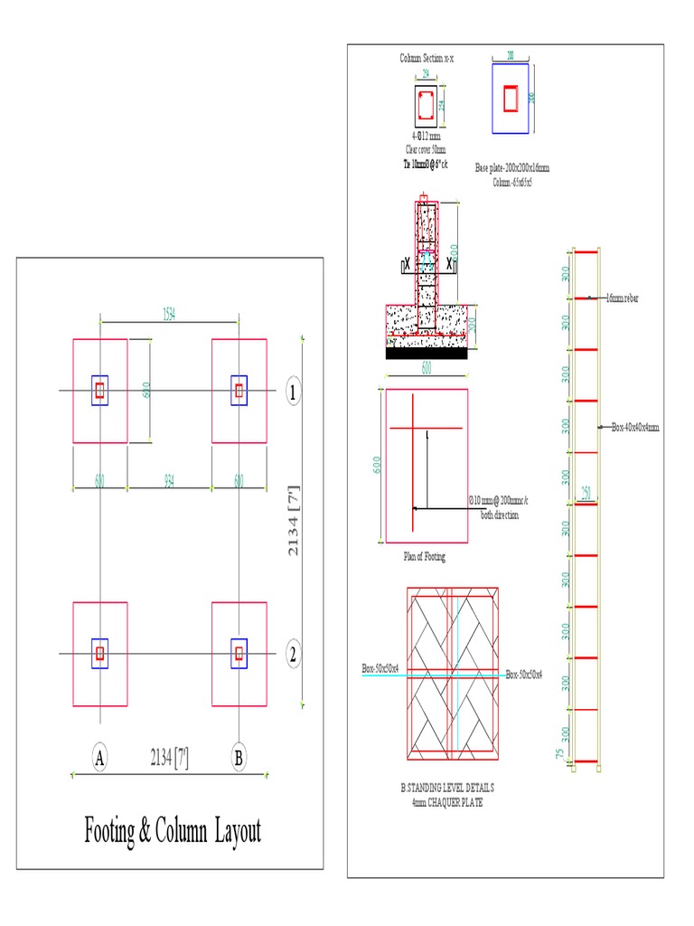 Footing & Column Layout: Ø Tie 10mmø@ 6" C/C | PDF