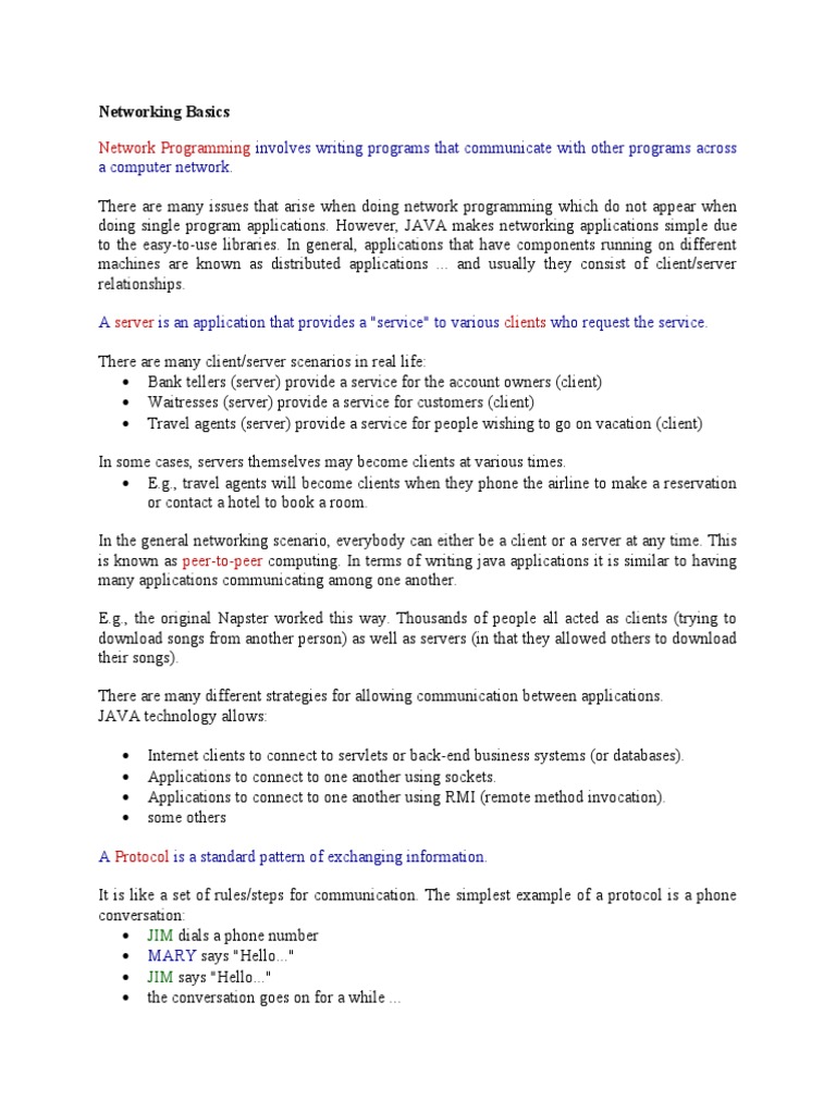 Network Programming: Involves Writing Programs That Communicate With Other Programs Across A ...