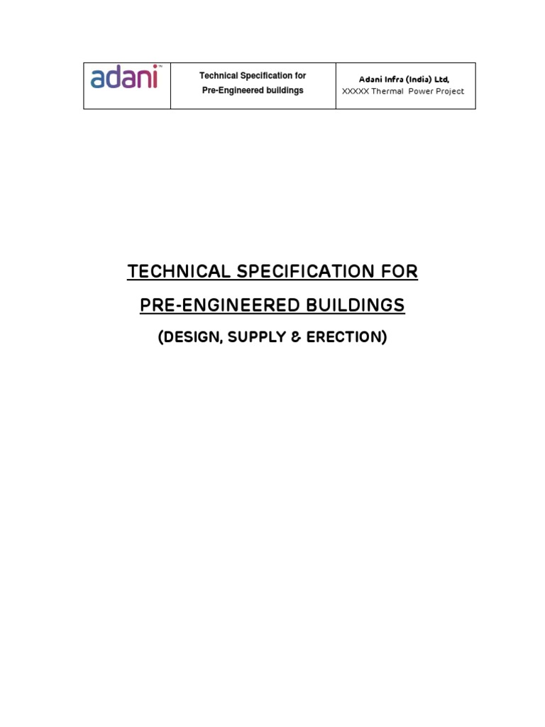 Technical Specification For Pre-Engineered Buildings (Design, Supply ...