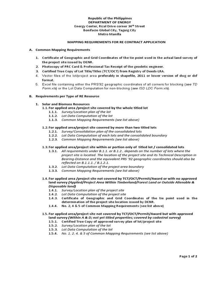 Annex.J. Mapping Requirements - Corrected - v1 | PDF | Surveying ...