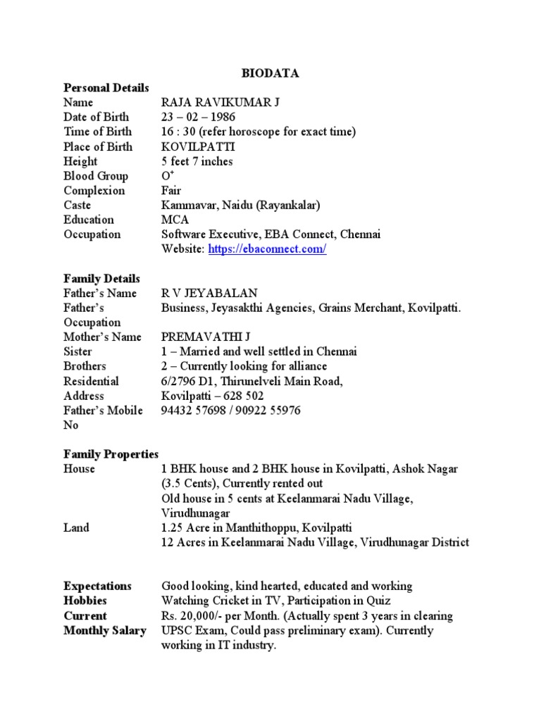 Biodata Personal Details | PDF