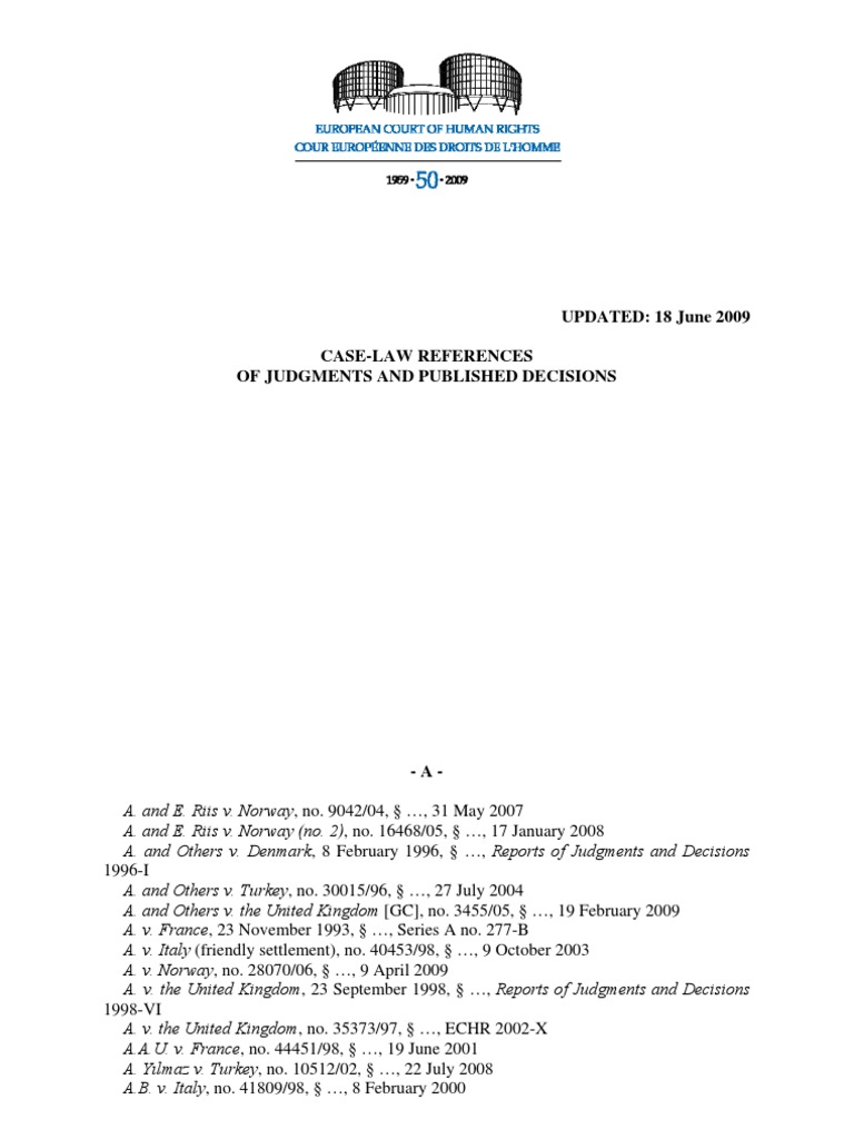 Caselaw References Eng | PDF | European Convention On Human Rights ...