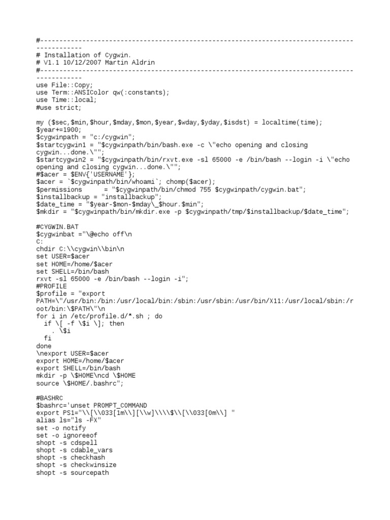 Cygwin Installation and Configuration Guide | PDF | Unix | System Software
