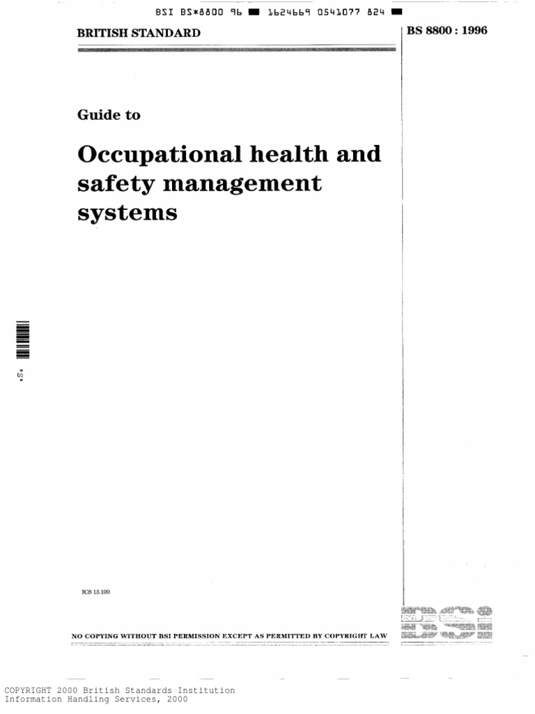 BS 8800 1996 | PDF | Business Ethics | Trade Associations