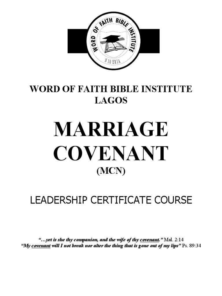 Marriage Covenant: Word of Faith Bible Institute Lagos | PDF | Covenant ...