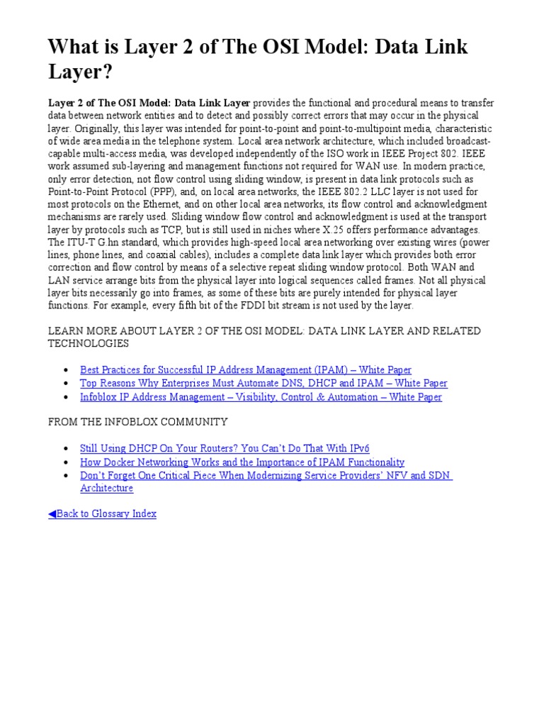 What Is Layer 2 of The OSI Model | PDF | Osi Model | Computer Network