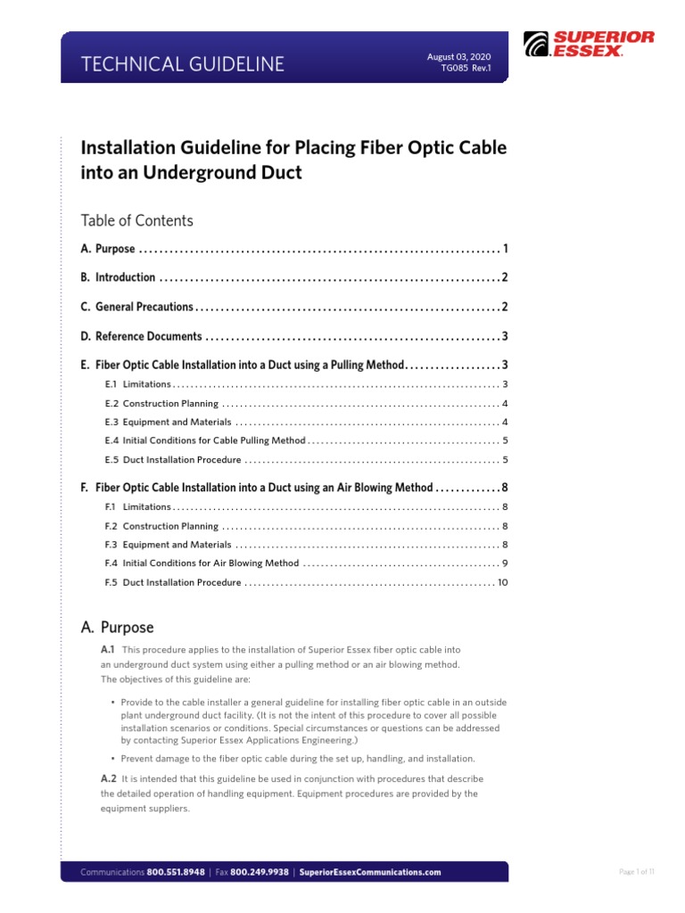 TG085 Placing Fiber Optic Cable Into An Underground Duct | PDF ...