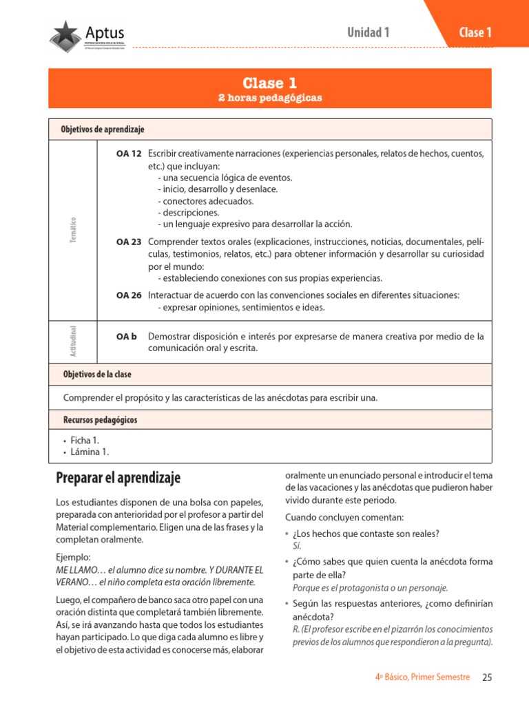 4 Lje PL Clase1practica Guiada Practica Independiente | PDF | Narrativa ...