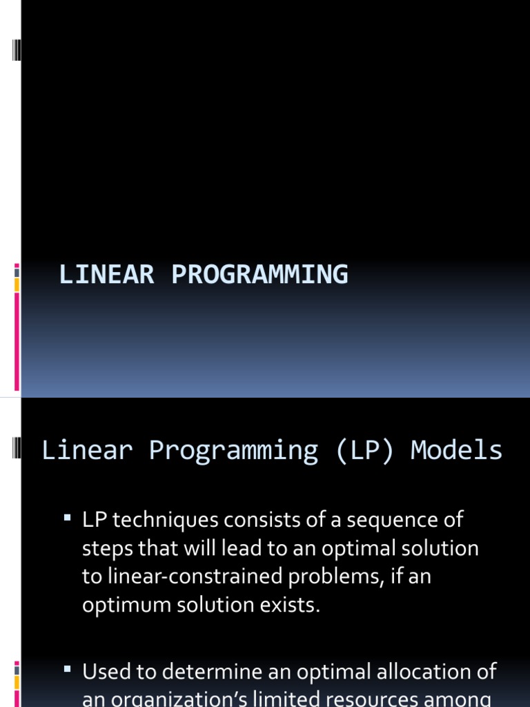 10a-Linear Programming | PDF | Mathematical Optimization | Linear ...