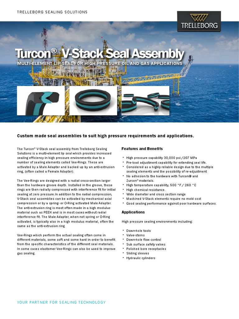 Turcon V-Stack Seal Assembly: Multi-Element Lip Seal For High Pressure ...