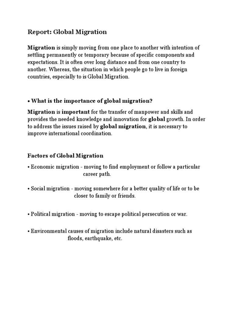Understanding Global Migration Factors | PDF | Politics