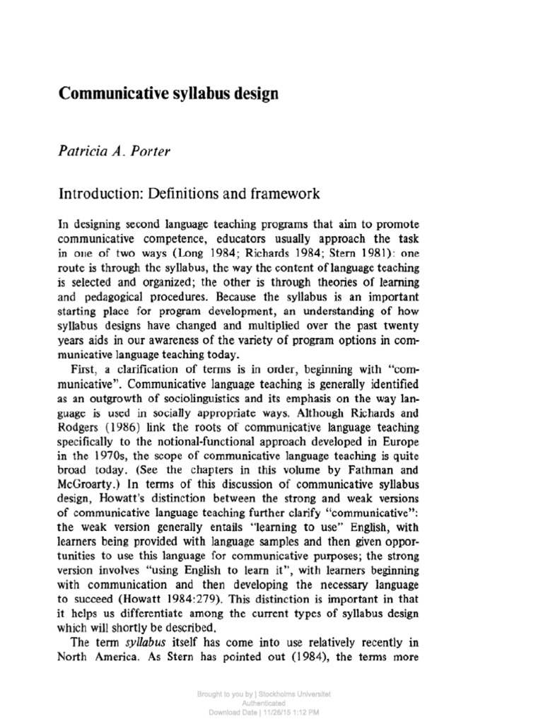 Communicative Syllabus Design | PDF | Language Education | English As A ...