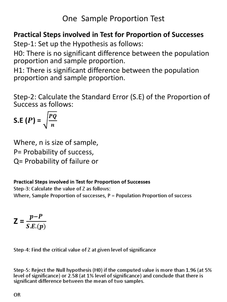 One Sample Proportion Test: Practical Steps Involved in Test For ...