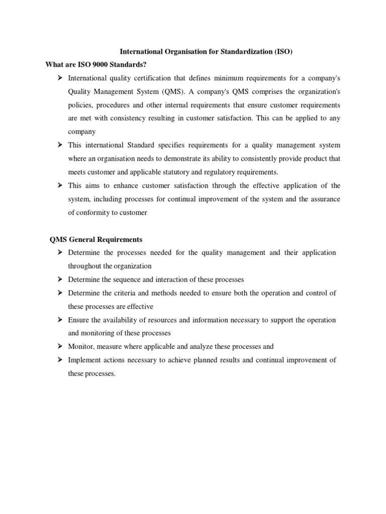 International Organisation For Standardization (ISO) What Are ISO 9000 ...