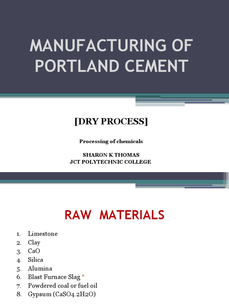 Portland Cement Manufacturing Process | PDF | Mill (Grinding) | Cement