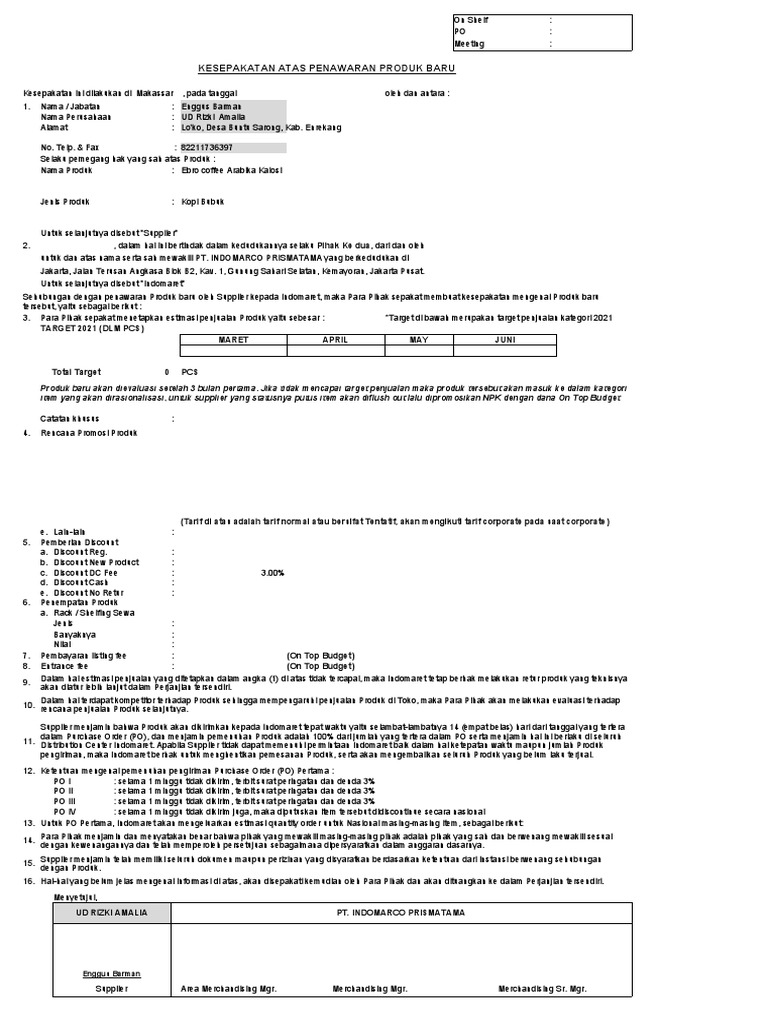 (Idm) Form Usulan Produk Lokal Mks Ud Rizky Amalia | PDF