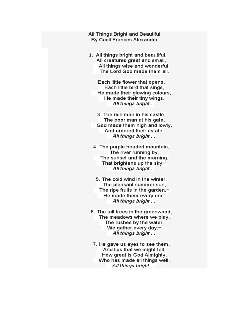 All Things Bright and Beautiful | PDF