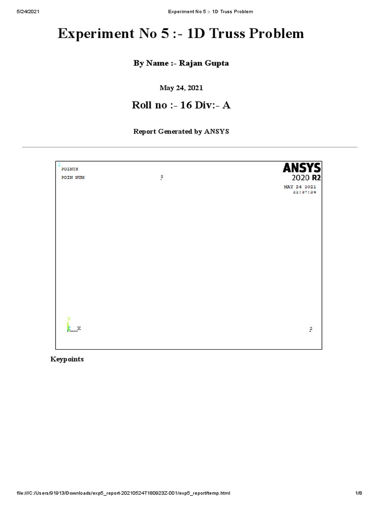 Exp 5 - 1D Truss Problem - Merged | PDF | Stress (Mechanics ...