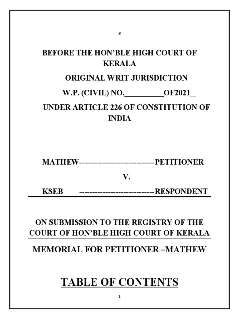Memorial On Behalf of Petitioner | PDF | Mandamus | Tort