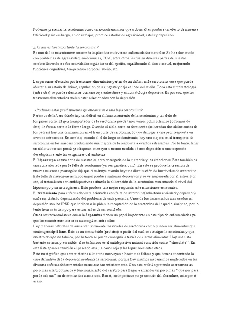 Serotonina: Clave en Salud Mental | PDF | Serotonina | Neurogénesis