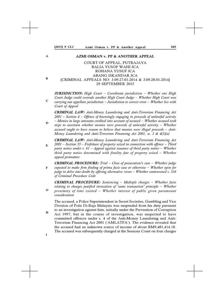 Azmi Osman V PP (2015) 9 CLJ 845 | PDF | Criminal Procedure In South ...