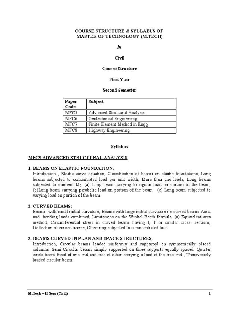 KSOU Distance M Tech Civil Engineering Sem II Syllabus | PDF | Soil ...