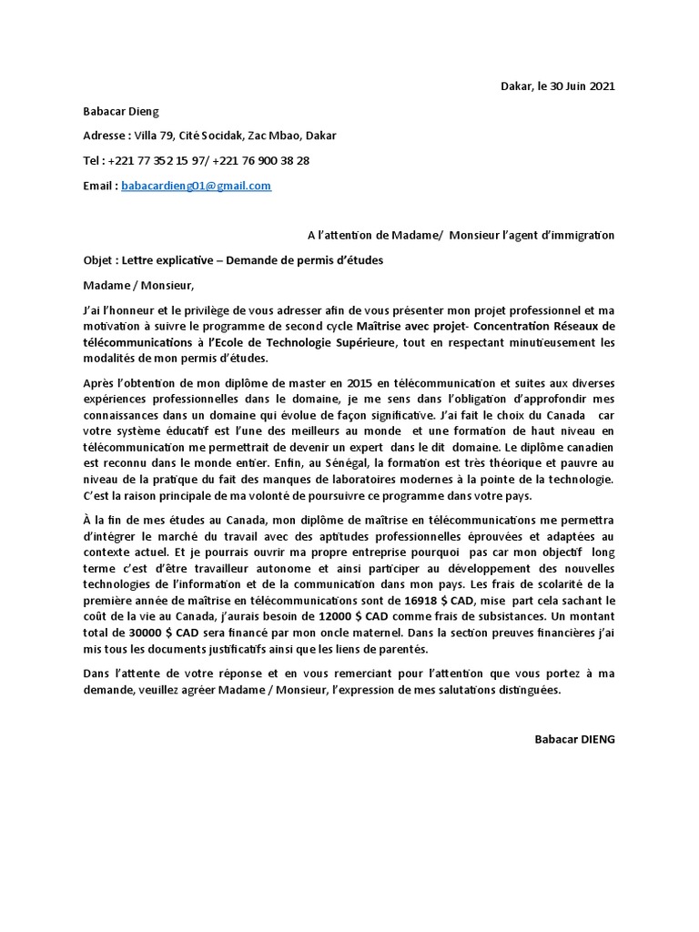 Lettre Explicative | PDF | Écoles | Canada