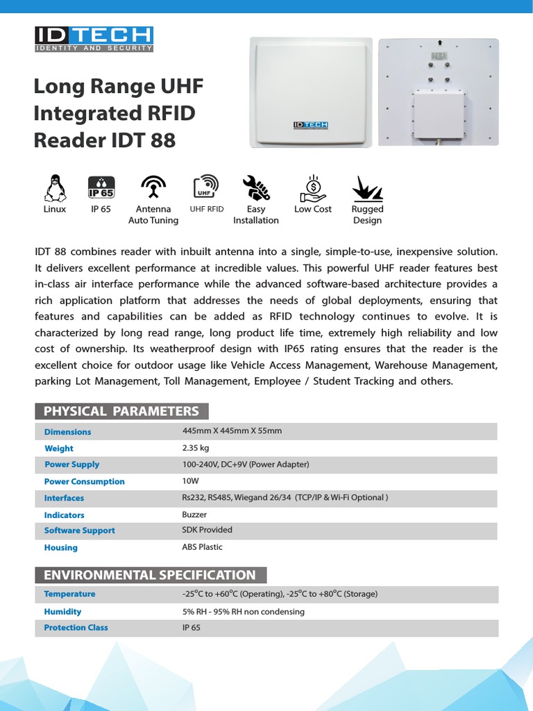 Long Range Uhf Idt 88 | PDF | Radio Frequency Identification | Internet ...