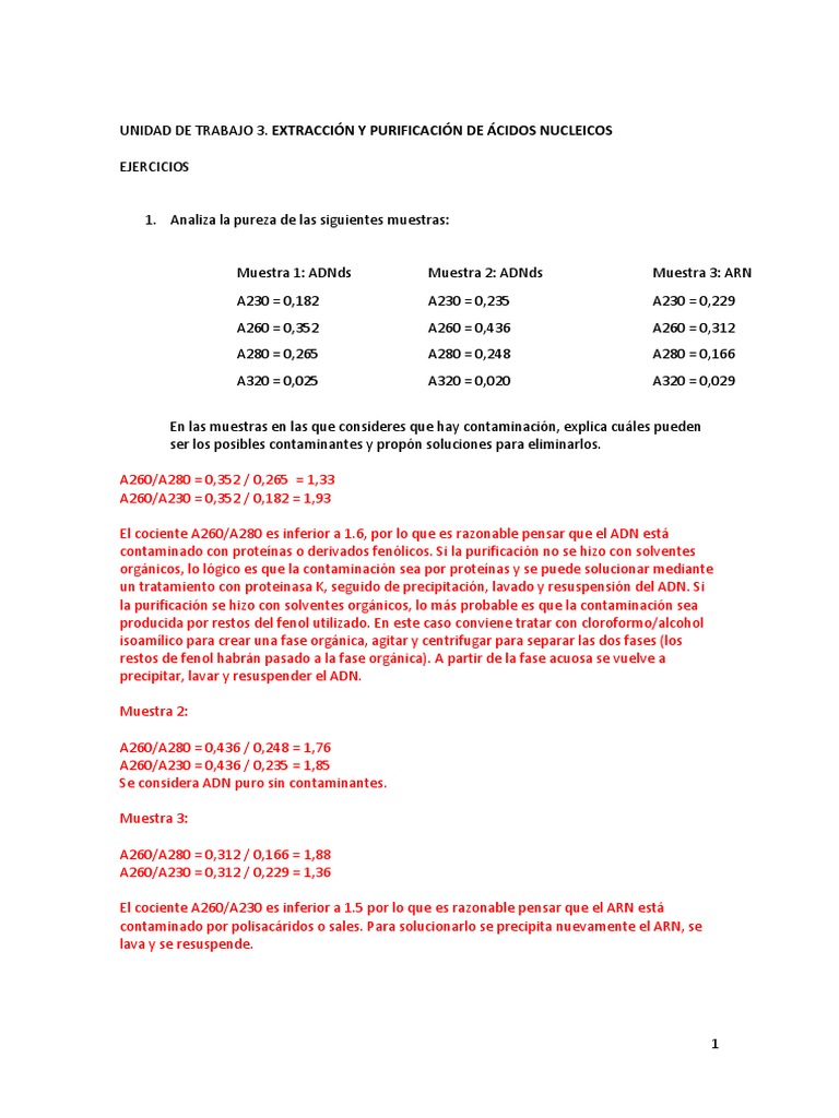 Ejercicios Ut3. Soluciones | PDF | Concentración | Adn