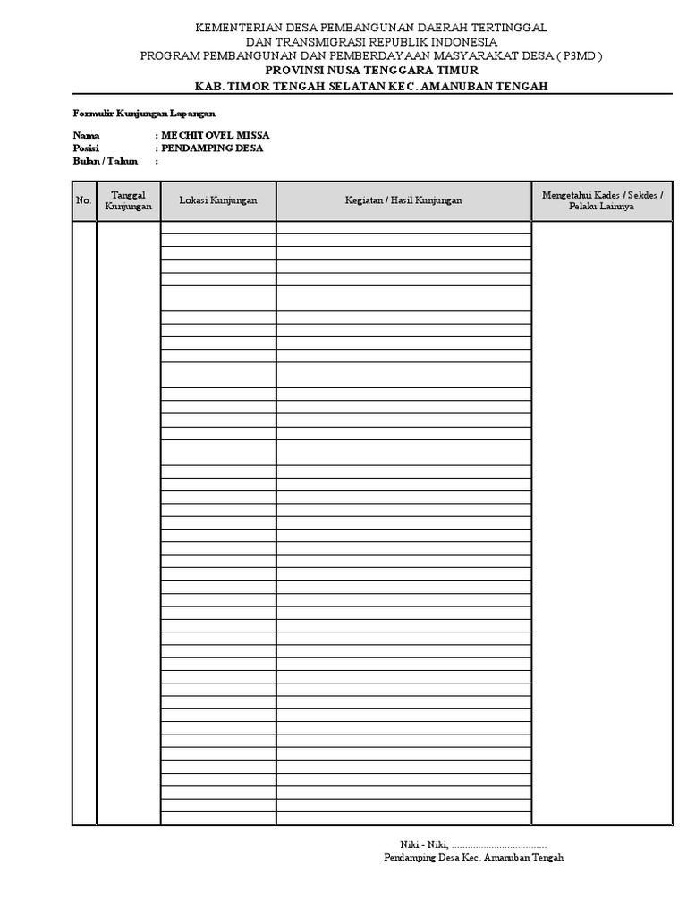 Formulir Kunjungan Lapangan | PDF
