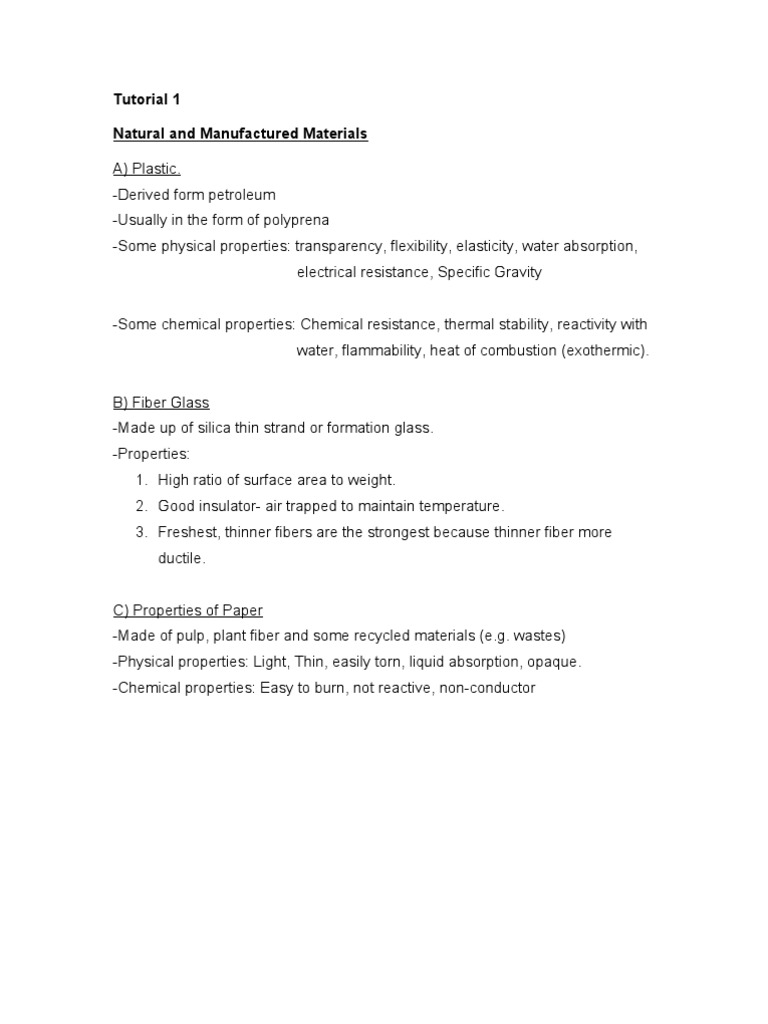 Tutorial 1 HANDOUT | PDF | Combustion | Fiberglass