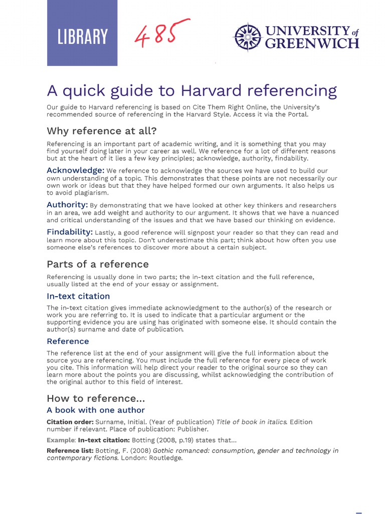 (For Refernces) Harvard Style Referencing (UOG Quick Guide) - Nov19 ...
