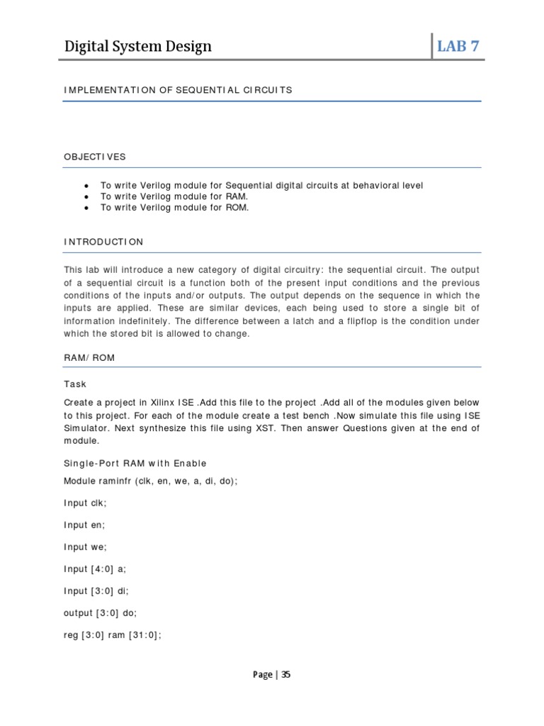 Digital System Design: Implementation of Sequential Circuits | PDF ...