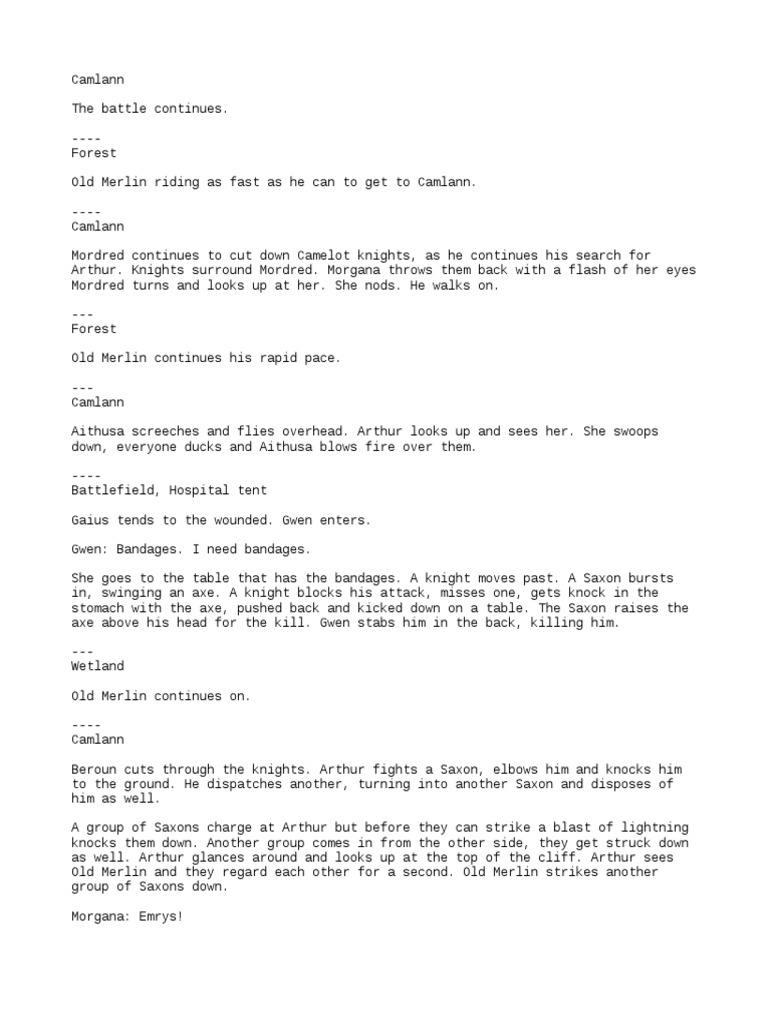 Merlin (BBC) Script S5E15 | PDF | Morgan Le Fay | Merlin