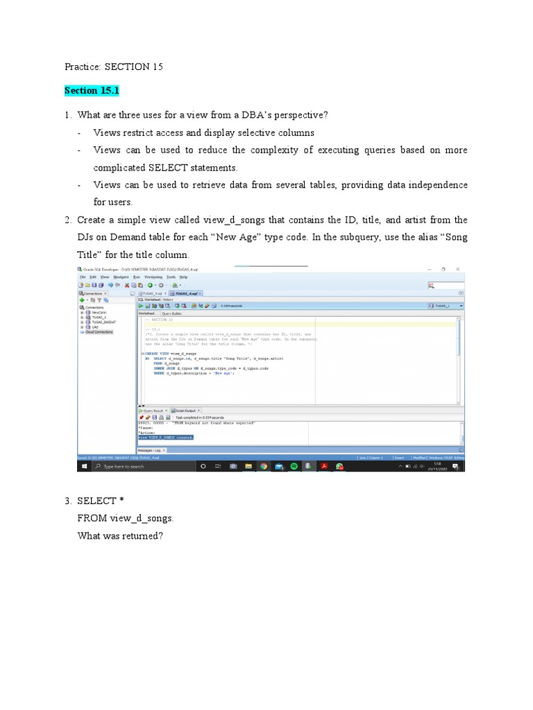 Section15 Practice | PDF | Sql | Data Management