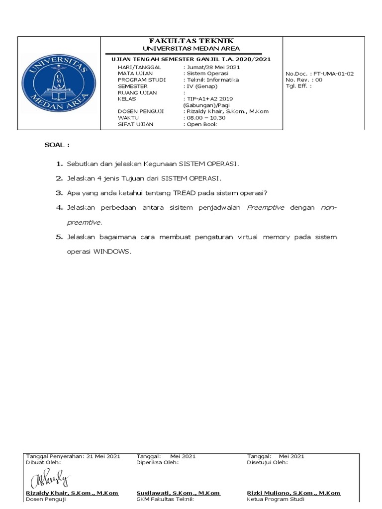 Soal UTS - Sistem Operasi | PDF