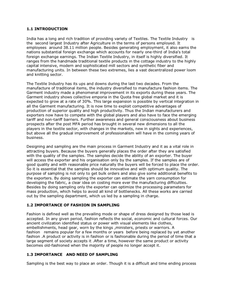 Garment Industry Sampling Process | PDF | Textile Industry | Clothing