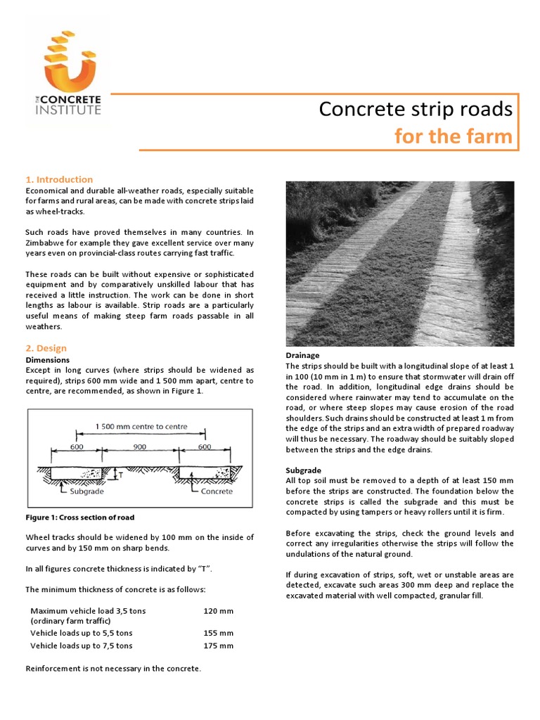 Concrete Strip Roads | PDF | Road | Concrete