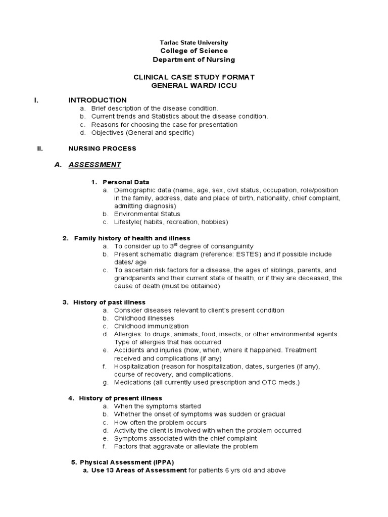 Clinical Case Study Format General Ward 1 | Download Free PDF | Medical ...