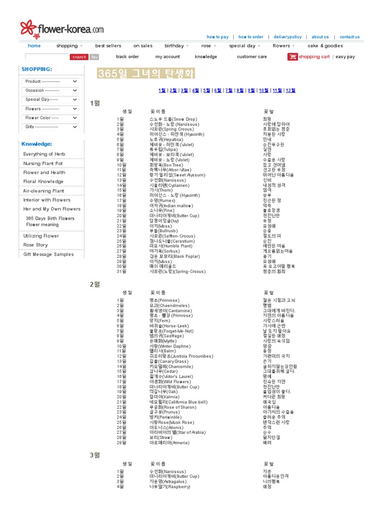 365 Flower-Korea - Com - 365 Days Birth Flowers | PDF