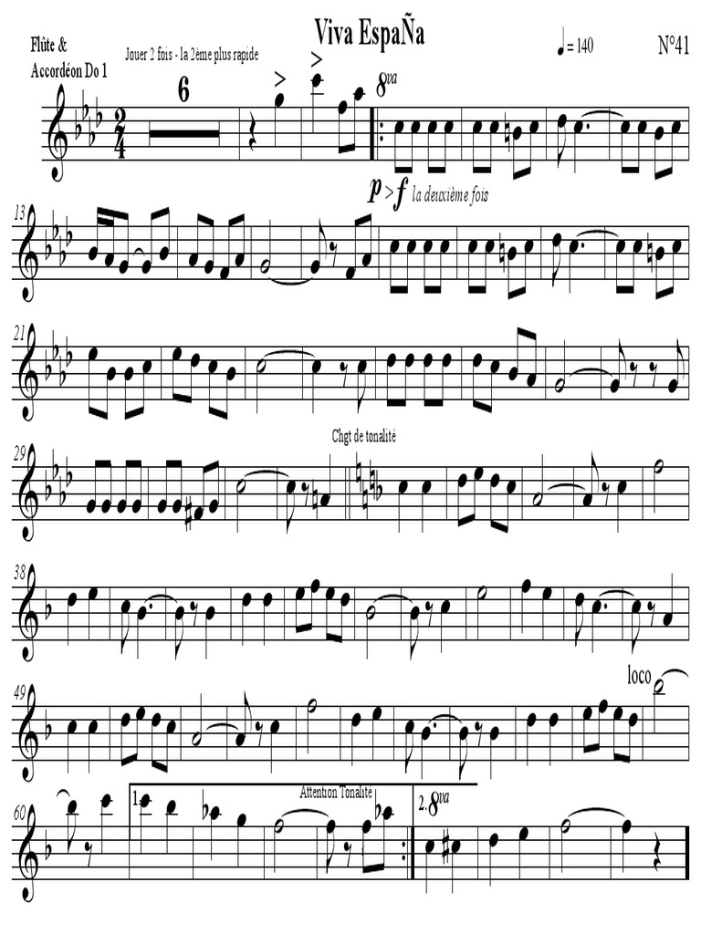 41 - Viva Espana - Flute - & - Accordeon - Do - 1 | PDF