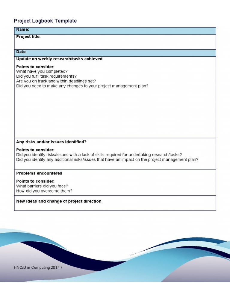 Project Logbook Template Guide | PDF