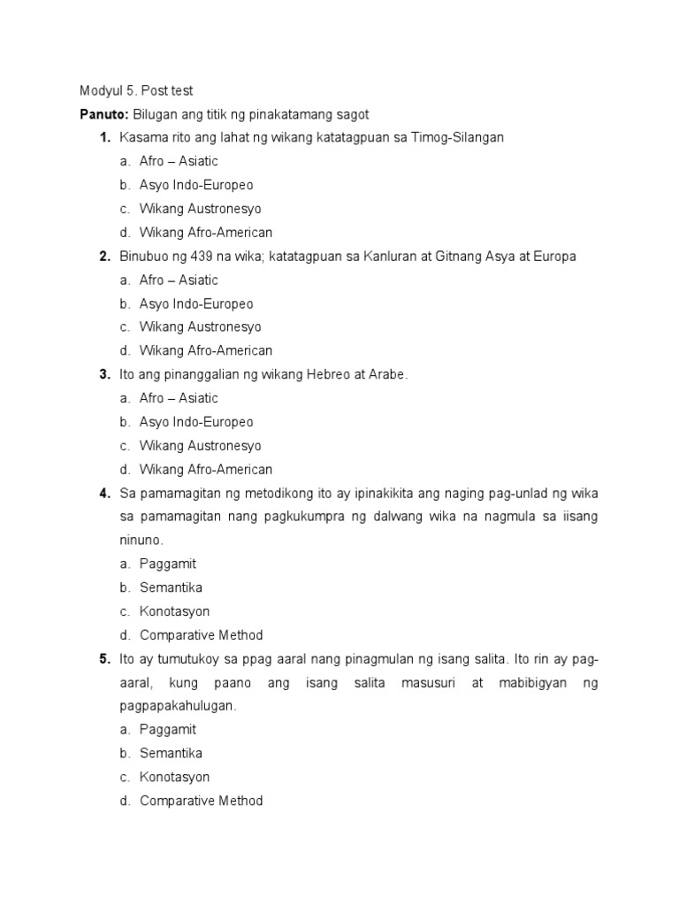 Module 5 Post Test | PDF