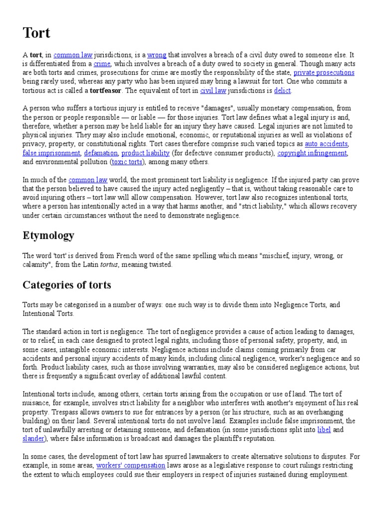 Etymology: Common Law Wrong Crime Private Prosecutions Civil Law Delict ...