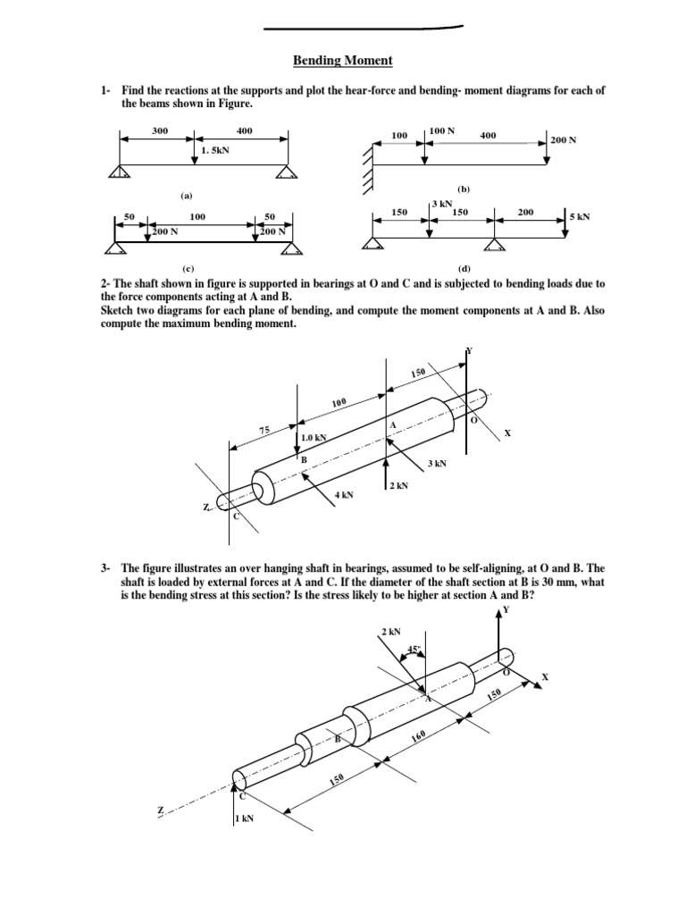 Assignment No.1 Machine Design SFD BMD Etc | Download Free PDF | Bending | Stress (Mechanics)