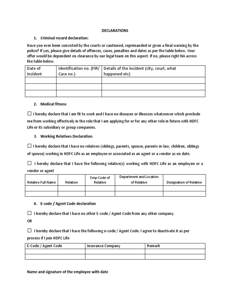 Candidate Declaration Form | PDF